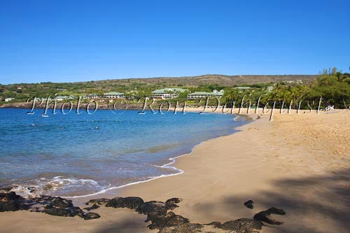 Hulopoe Beach, Manele Bay, and Four Seasons Resort, Lanai, Hawaii ...